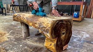 Crafting an Extremely Unique Coffee Table from Large Tree Trunks with Masterful Carpenter Skills