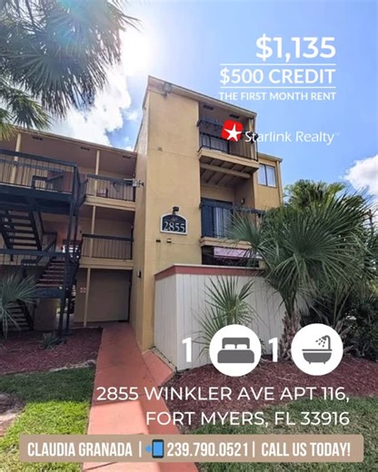 𝐂𝐥𝐚𝐮𝐝𝐢𝐚 𝐆𝐫𝐚𝐧𝐚𝐝𝐚 𝐑𝐞𝐚𝐥𝐭𝐨𝐫 on Instagram: "🏡 👫 𝗙𝗔𝗡𝗧𝗔𝗦𝗧𝗜𝗖 𝗢𝗣𝗣𝗢𝗥𝗧𝗨𝗡𝗜𝗧𝗬 𝗙𝗢𝗥 𝗖𝗢𝗡𝗩𝗘𝗡𝗜𝗘𝗡𝗧 𝗹𝗜𝗩𝗜𝗡𝗚 𝗜𝗡 𝗗𝗘𝗦𝗜𝗥𝗔𝗕𝗟𝗘 𝗟𝗢𝗖𝗔𝗧𝗜𝗢𝗡, perfect for individuals or couples seeking a well-located and comfortable home. Situated on Winkler Ave, you’ll enjoy easy access to everything Fort Myers has to offer. 𝗟𝗶𝗻𝗸𝗶𝗻𝗴 𝗬𝗼𝘂 𝗧𝗼 𝗬𝗼𝘂𝗿 𝗗𝗿𝗲𝗮𝗺𝘀! 📍𝟮𝟴𝟱𝟱 𝗪𝗶𝗻𝗸𝗹𝗲𝗿 𝗔𝘃𝗲 𝗔𝗽𝘁 𝟭𝟭𝟲, 𝗙𝗼𝗿𝘁 𝗠𝘆𝗲𝗿𝘀, 𝗙𝗟 𝟯𝟯𝟵𝟭𝟲 🛏️ 1