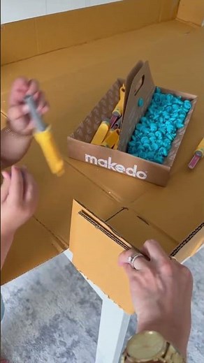 Easy DIY Air Hockey Table with cardboard and Makedo! #diy