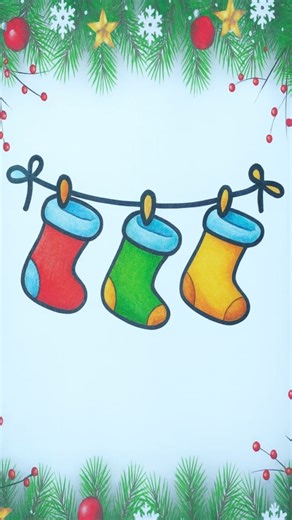 How to Draw Christmas Socks ✏️Simple Festive Drawing Tutorial