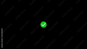 Green check mark icon flat style with circle animated. Tick mark or confirm icon animation. approved, select tick, success, check mark button with alpha channel