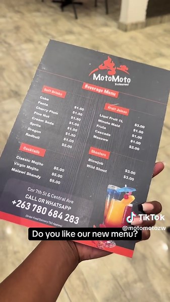Upgrade at Moto Moto Restaurant in Harare