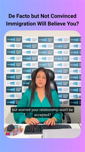 De facto? Worried your relationship won’t be accepted? Most Partner Visa refusals happen due to weak or inconsistent evidence. We don’t just lodge Partner Visas. We build strong, defensible applications. Because your relationship isn’t just a file number. Let’s get it right the first time. Book your consultation today. 📍Level 17, Suite 29/327 Pitt St, Sydney NSW 📞 1300 515 163 📱 61 426 226 166 📧 contact@newedgecs.com 🌐 www.newedgecs.com MARN 2518710 #australia #migration #immigration #migra