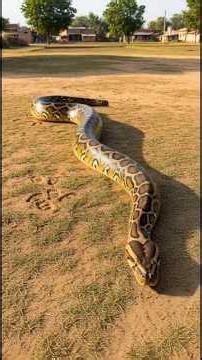 Giant Python Snake Roaming in an Open Village Field 😱🐍 | Snake War #Shorts