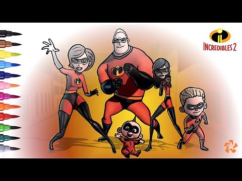 Incredibles 2 - The Parr family - Coloring pages for children | Color & Kids TV