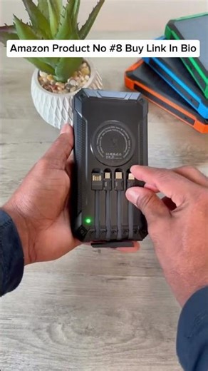 Solar charging powerbank with 4 types of pots and wireless charging❤️ #powerbank #amazon #linkinbio