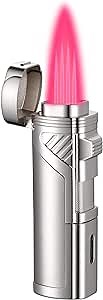 Jet Lighter, Torch Lighter Windproof Turbo Quadruple Flame Adjustable Gas Butane Refillable with Punch Tool and Butane Window(Without Gas)
