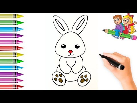 Easy Rabbit Drawing for Kids, How to Draw a Cute and Simple Rabbit, Art videos