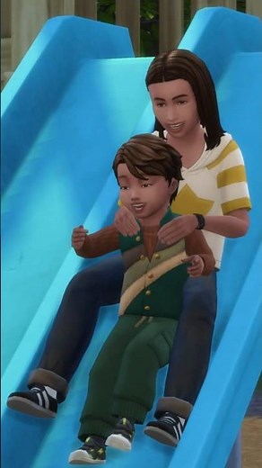 making Sims 4 poses of two kids sliding together