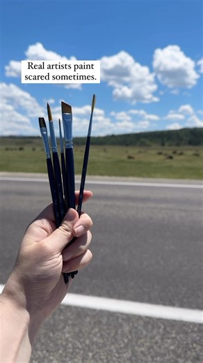 Paint scared! It’s what the cool artists do 🧑🏼‍🎨 Also, these @craftamo brushes came with me to the Tetons this weekend 🏔️💁🏼 The set will finally be available July 11, and I’m doing an unboxing LIVE tomorrow (July 4) at noon EDT! Hope to see you there! Link in bio to check it out 👍🏻 #watercolorforbeginners #watercolortutorials #watercolortutorial #watercolorlandscapes #watercolorlandscapepainting #watercolorpleinair #grandteton | This Writing Desk