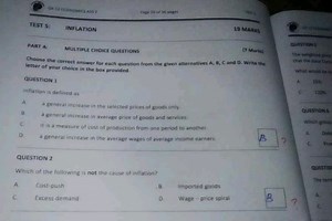 TEST 5: INFLATIONPART A: MULTIPLE CHOICE QUESTIONSChoose th... | Filo