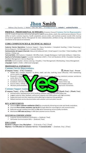 Best Customer Service Representative Resume Template