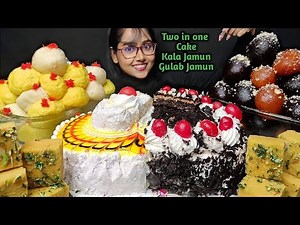 Eating Indian Sweets, Rasgulla, Gulab Jamun , Black Forest Cake | Big Bites | Asmr Eating | Mukbang