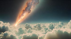 Download A massive asteroid enters the Earth's atmosphere, creating a fiery explosion and a shock wave that spells disaster for the planet below for free