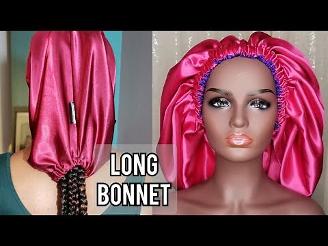 How to make a LONG Satin BONNET for BRAIDS // Long bonnet DIY // Bonnet for big hair
