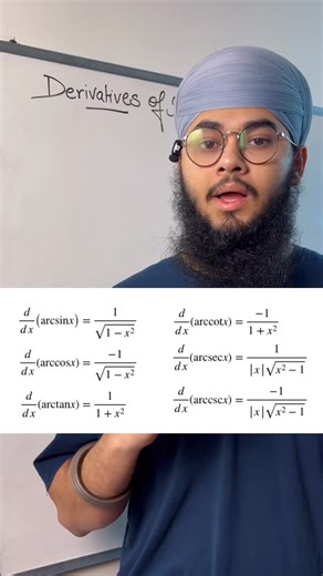 Jorawar Singh | Calculus | Finance on Instagram: "Learn how to derive the inverse trig derivatives! #calculus #math #integral #finals #ap"