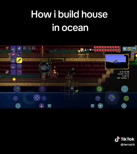 Construyendo casas en el océano en Terraria 1.4.4