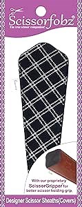 SCISSORFOBZ Designer Scissors Sheaths Shears Protective Covers-For Large Scissors - Black & White Diamonds Design-#SL-211
