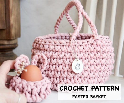 Crochet Easter Basket Basket Pattern (PDF Download) - Etsy