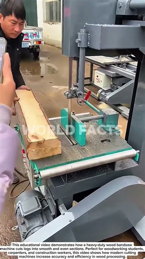 Heavy-Duty Wood Bandsaw Machine – Precision Log Cutting Demonstration