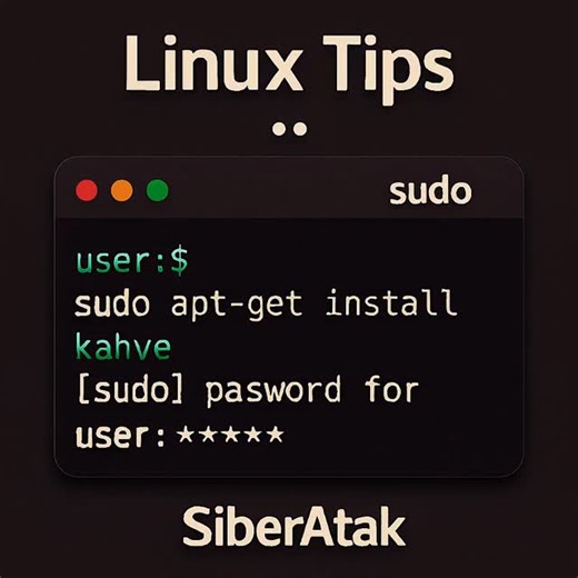 siber atak on Instagram: "Linux Tips: sudo sudo (superuser do) komutu, Linux'ta yönetici yetkisiyle işlem yapmamızı sağlar. Unutma: sudo komutunu kullanırken sistem senden şifre isteyecek. #LinuxTips #SiberAtak #sudo #linux #terminal opensource"