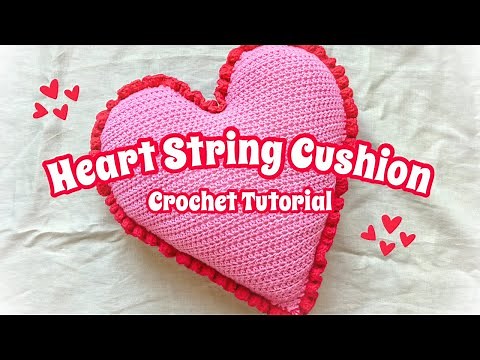 *EASY* Crochet Heart Cushion Tutorial | Heart String Cushion