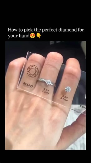 INFYKO | The video tutorial showcases round diamond rings from 0.3 to 3 carats on a transparent sizing guide, matching stones to finger lengths for... | Instagram