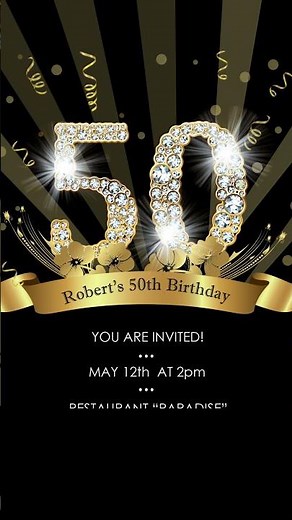 50th Birthday Gold Invite