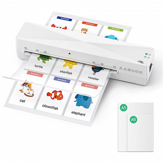 Portable 9" Thermal Laminator, Laminator Machine with Laminating Sheets for Home Office School, White