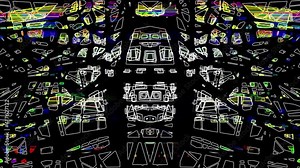 Broken RGB Formes - Looped neon lights of different overlapping shapes. The shape outlines constantly flashing, vibrate, then go out. These quivering abstract shapes may be used for VJ sets, overlays Stock Video