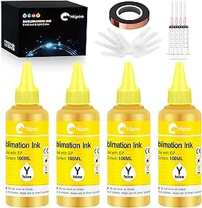 Hiipoo Sublimation Ink Refill for C88 C88+ WF7710 WF7820 ET2720 ET15000 ET2760 ET2750 ET4700 ET-2800 ET-2803 ET-2850 Inkjet Printers Heat Press Transfer on Mugs Bag T-Shirts Pillows Phone Case (4Y)