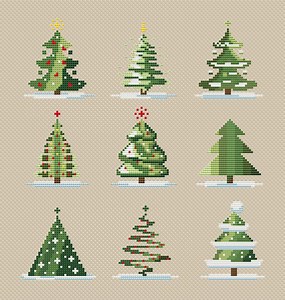 Mini Christmas Tree Cross Stitch Patterns – 9 Small Designs for Cards & Crafts PDF Instant Download - Etsy