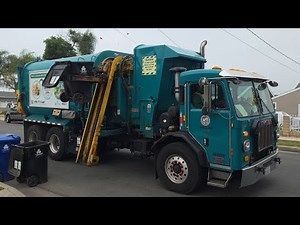 LASAN of Harbor District: Four Peterbilt 520 Amrep Side Loader Garbage Trucks on Monday Trash!