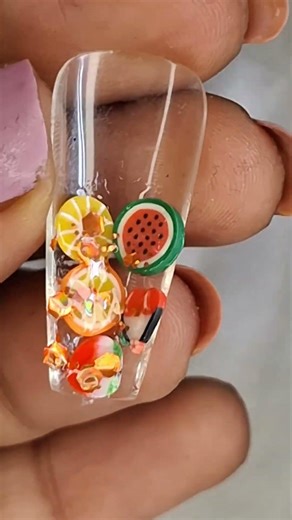 Fruit Inside Nails 😍 Encapsulated Nail Art Design | Acrylic Nails #shorts