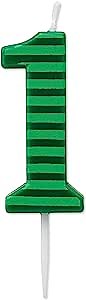 Papyrus Number 1 Birthday Candle, Green Stripes (1-Count)