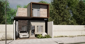 PLANO DE CASA DE 7 X 20 METROS CON PISCINA Y 4 HABITACIONES