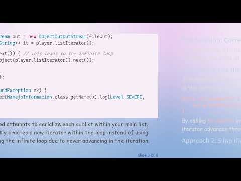 Solving the infinite loop when Serializing a List List String in Java