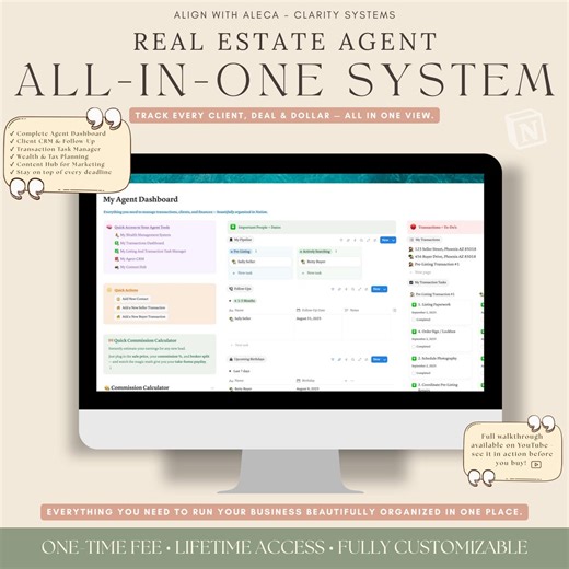 Real Estate Agent Notion CRM | Transaction Management Template: Agent Success Suite - Etsy