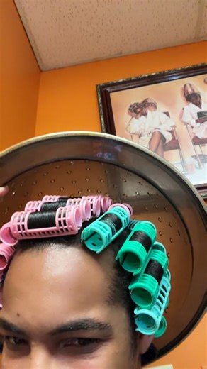 Lets normalize men getting roller sets #hair #rollerset #fypシ゚viral #fy #fypage #blackhair