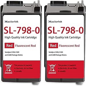 2-Pack of SL-798-0 Compatible SL-798-0 Ink Cartridges Replacement for The Pitney Bowes Sendpro C200, C300 and C400 Postage Meters, Red