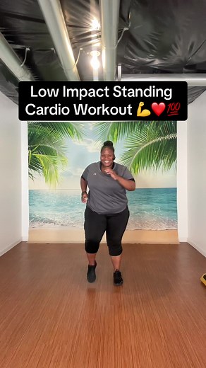 Try this Low Impact Standing Cardio Workout at home #thickchickfitness #thickchickfitnessyoutube #lowimpactfitness #exerciseforbeginners #plussizeexercises #lowimpactworkout #getactive #bemoreactive