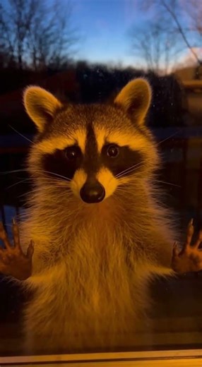 Raccoon Watches Through Window During Dinner