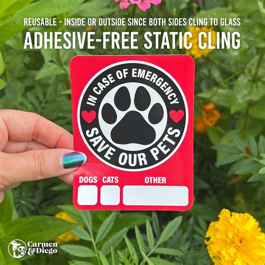 Save Our Pets Cling: Emergency Rescue Alert Decal Clings to Glass Window or Storm Door - Etsy