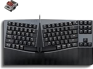 Perixx PERIBOARD-335BR Wired Ergonomic Mechanical Compact Keyboard - Low-Profile Brown Tactile Switches - Programmable Feature with Macro Keys - Compatible with Windows and Mac OS X - US English