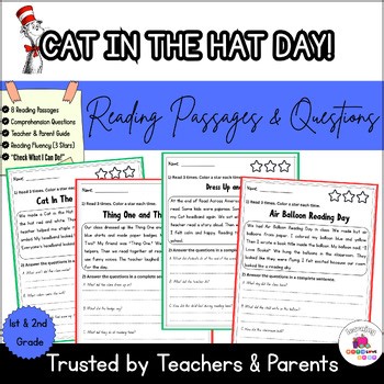 Cat in the Hat Day Reading fluency Passages | Read Across America | 1st & 2nd Gr