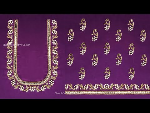 Latest Aari Work Blouse Design Using Normal Needle | Hand Embroidery On Stitched Blouse Design