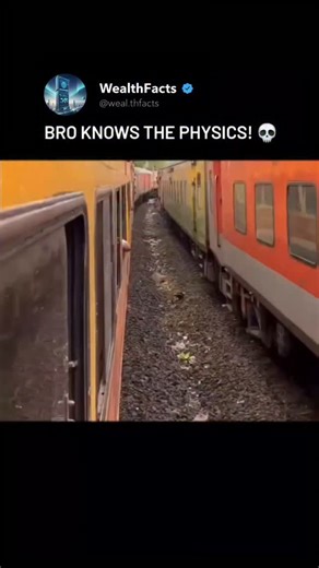 WealthFacts on Instagram: "BRO KNOWS THE PHYSICS! 💀 This reel perfectly illustrates an extreme, high-speed demonstration of fluid dynamics! The rapid movement of the train creates a zone of extremely low air pressure (the Bernoulli Effect) right next to its side. This pressure differential is what makes standing close so dangerous, as the higher pressure air behind the person pushes them towards the train! What is the craziest physics phenomenon you’ve seen in real life? Physics ​Bernoulli Effe