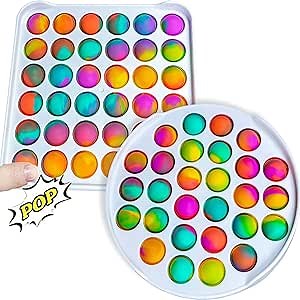 Hard Case Pop it Hard Shell Pop It Pop Fidget Toys Plastic Pop it Popping Push Pop Bubble Sensory Fidget Toy, Autism Special Needs Stress Silicone Pressure Reliever Toys (Round+Square)