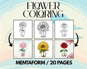 Flower Coloring Page for Kids | Printable Botanical Art | Instant Digital Download | Relaxing Floral Coloring Sheet | Stress Relief Gift - Etsy