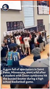 4.1K views · 54 reactions | A gym full of spectators went wild after a student with Down syndrome hit the buzzer-beater during a high school basketball game! | storyful | Facebook